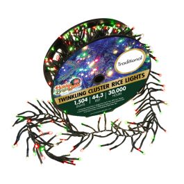 Holiday Bright Lights LED Mighty Mini (3mm) Twinkling Cluster Rice ...